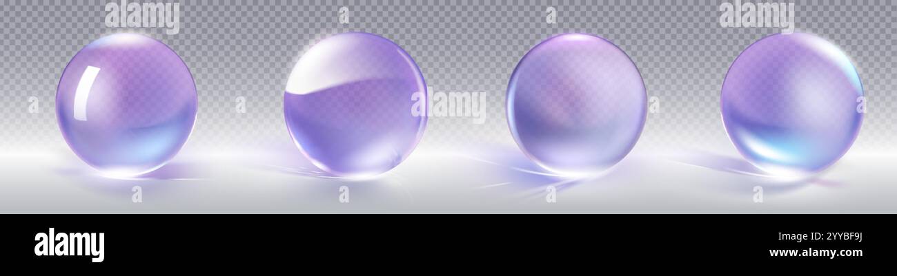 3D glass balls set isolated on transparent background. Vector realistic ...