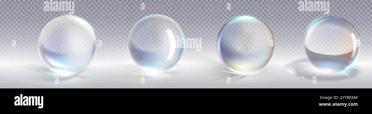 Glass ball 3D collection on transparent background with light ...