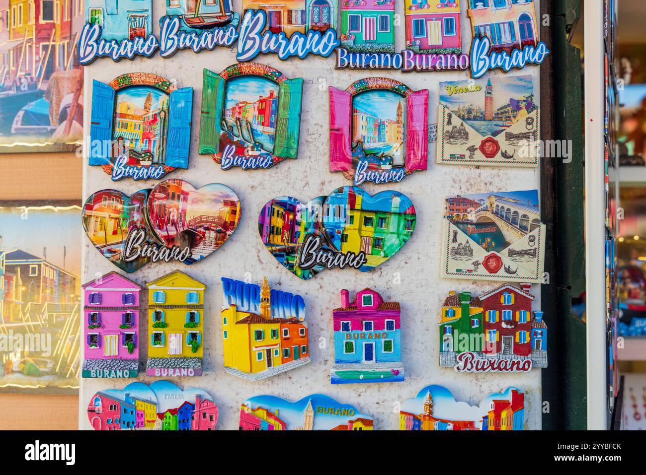 Italy, Burano. Souvenirs showing the colorful buildings the island is known for Stock Photo - Alamy