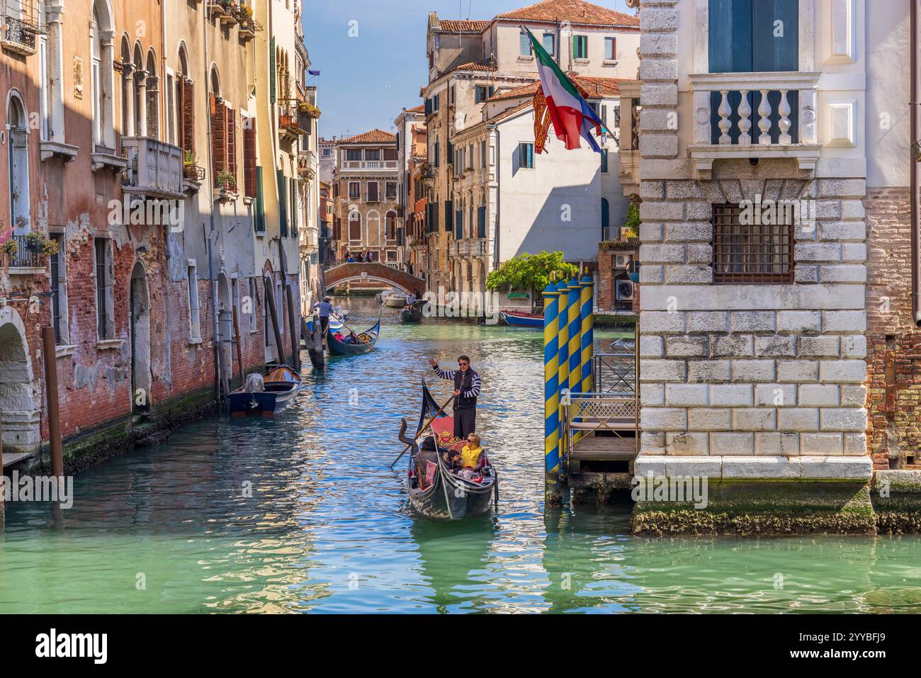 Italy, Venice. Tourists in gondola on Rio di Santa Maria canal Stock ...