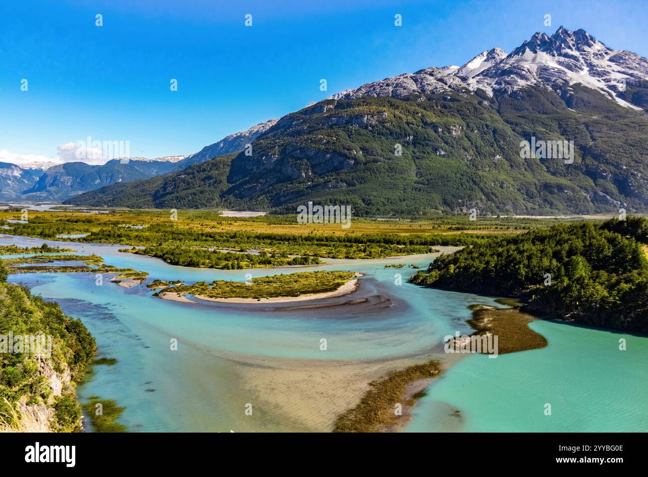 Landscape of river Murta valley with beautiful mountains view ...