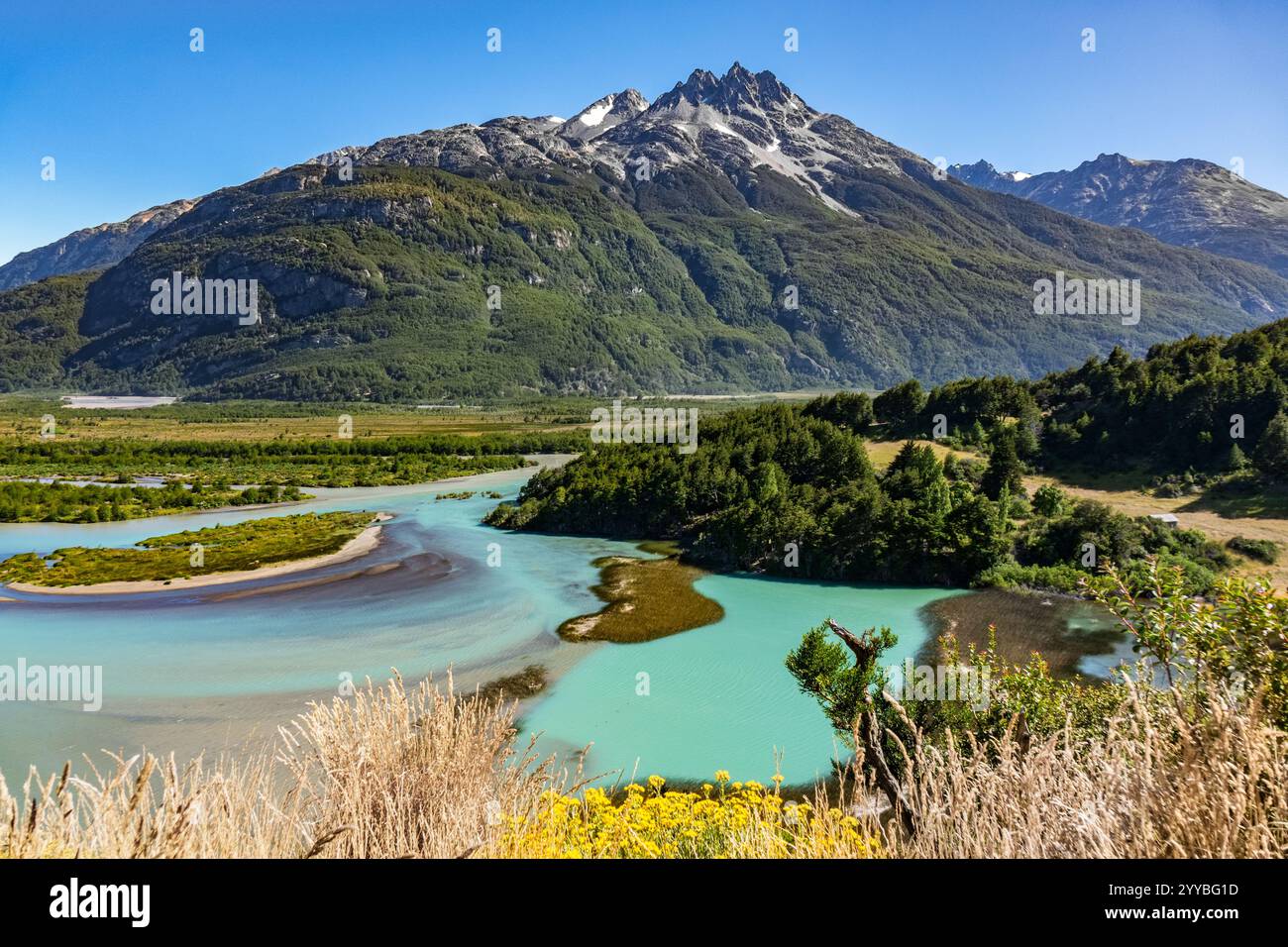 Landscape of river Murta valley with beautiful mountains view ...