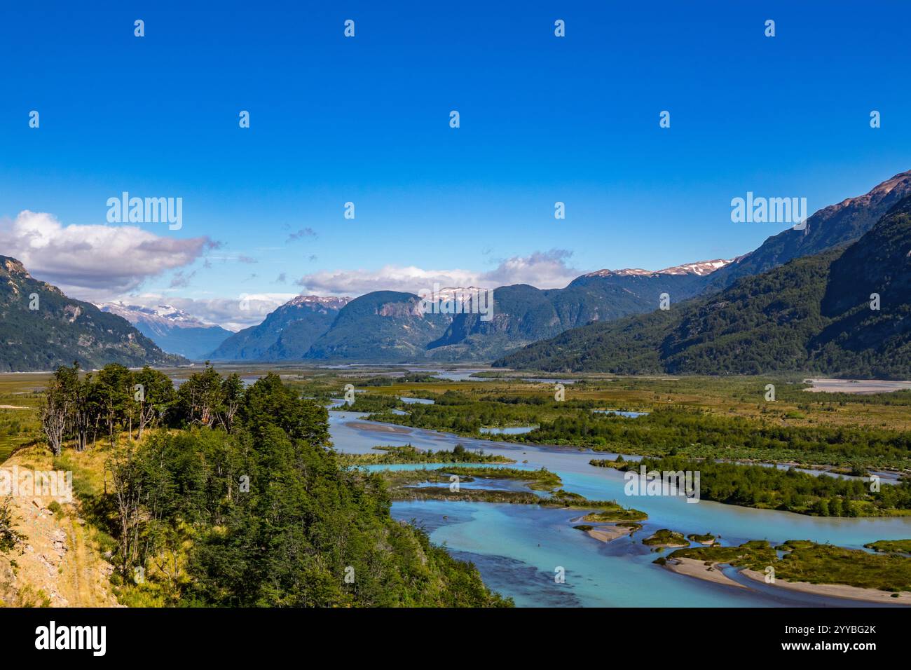 Landscape of river Murta valley with beautiful mountains view ...
