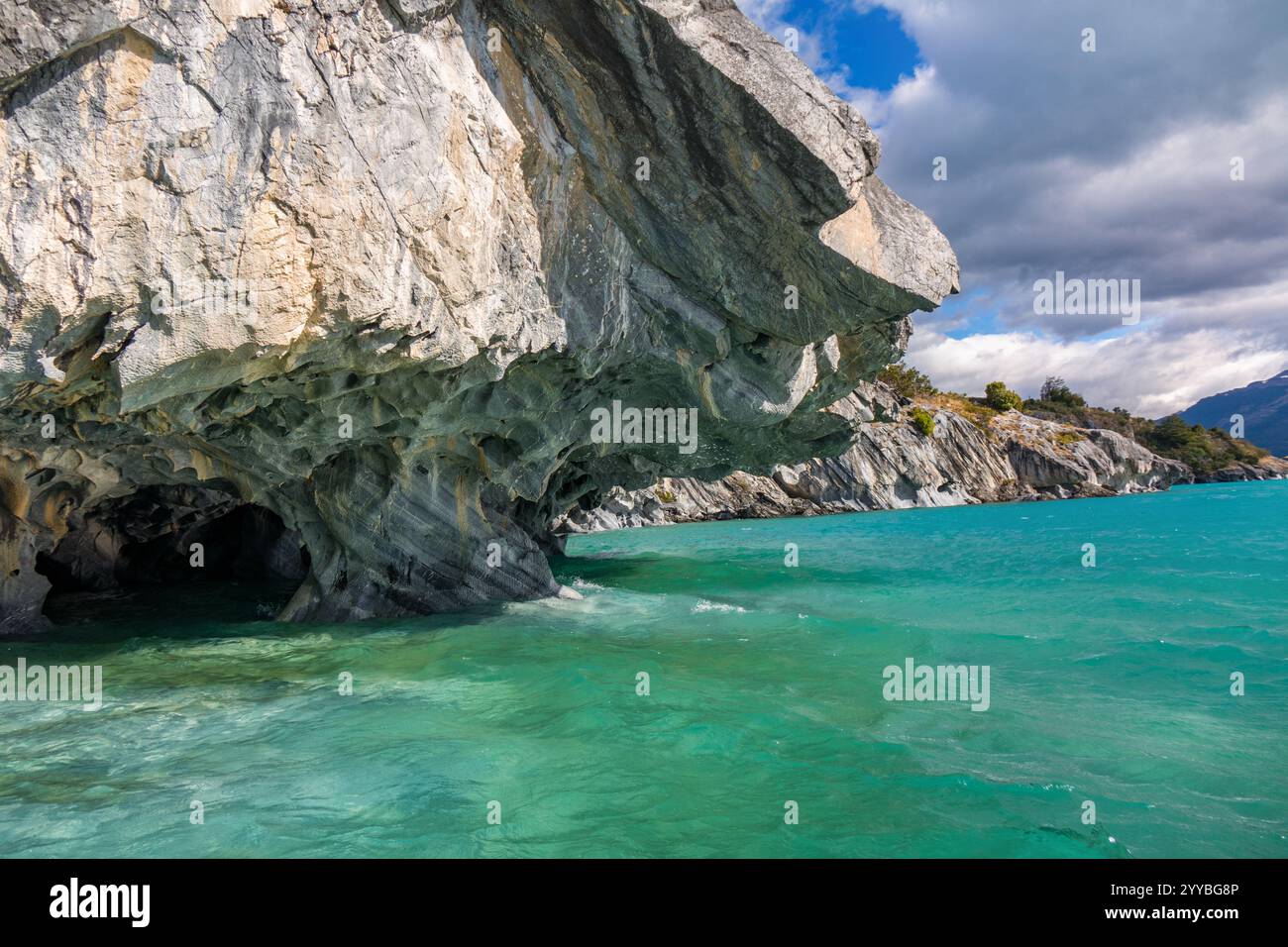 Marble caves (Capillas del Marmol), General Carrera lake, landscape of ...