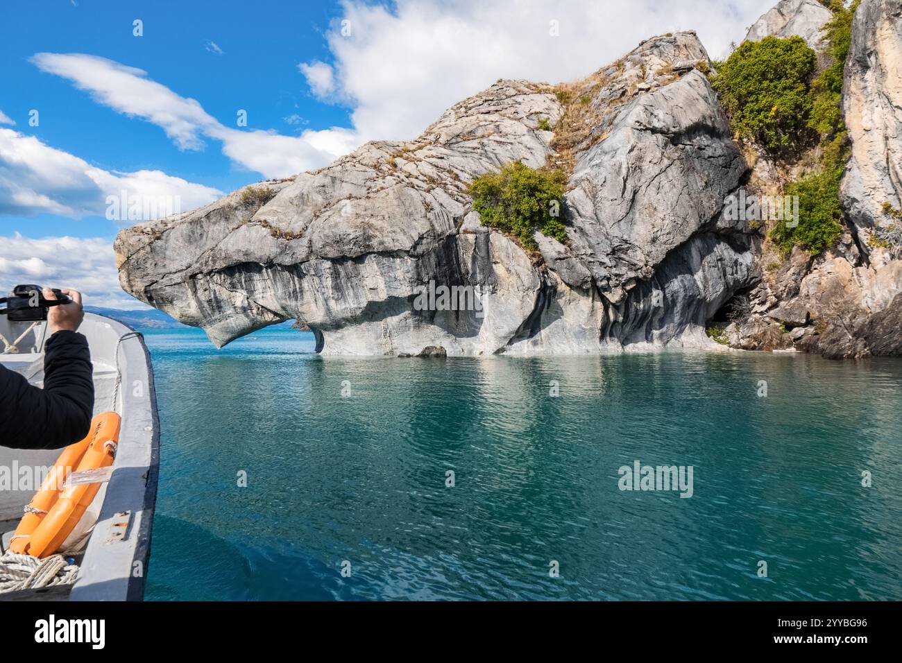 Marble caves (Capillas del Marmol), General Carrera lake, landscape of ...