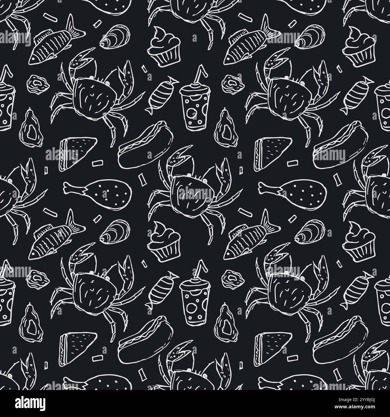 Seamless food pattern. Doodle food background Stock Vector Image & Art ...