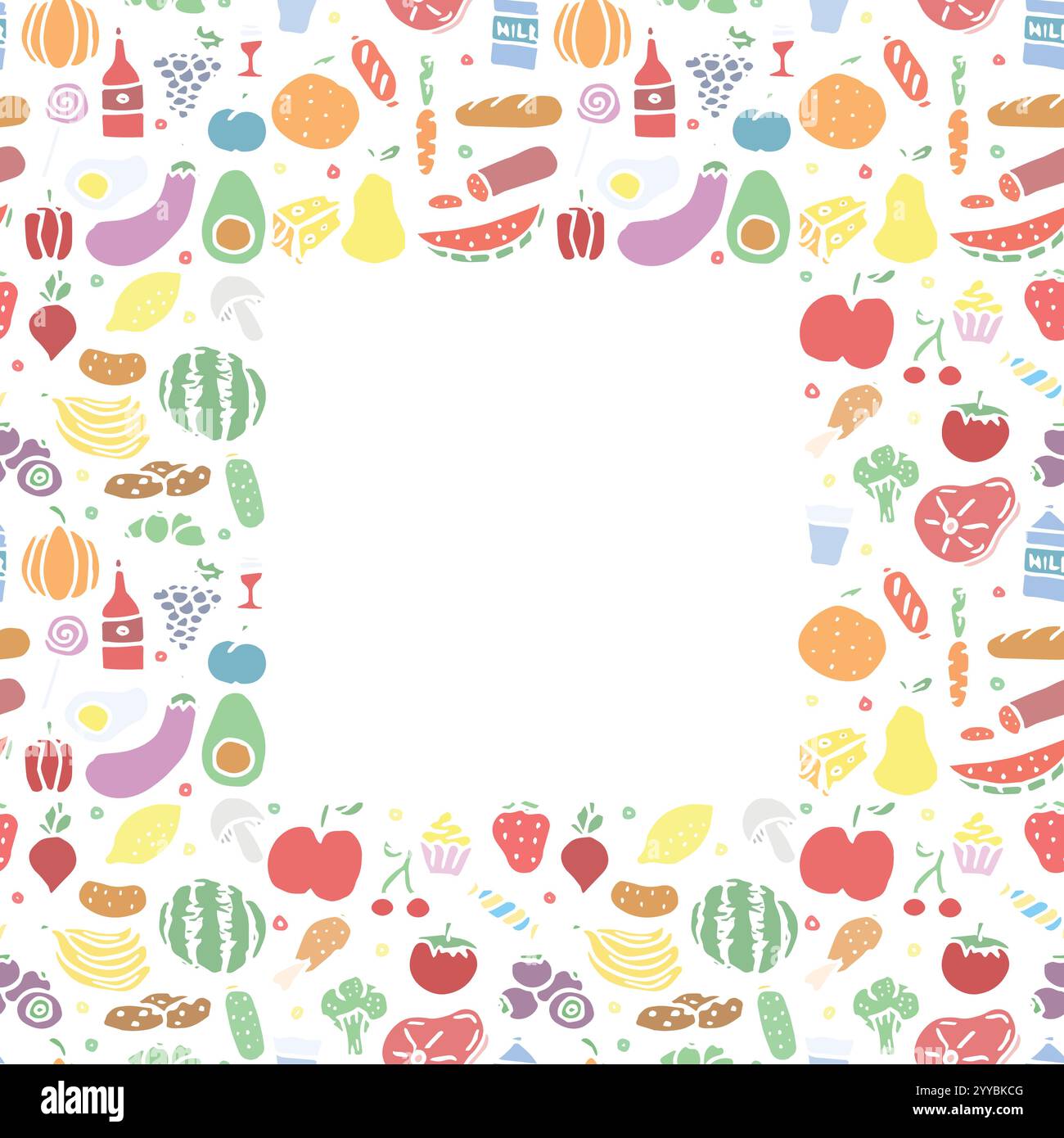 Doodle food background. Food frame illustration Stock Vector Image ...