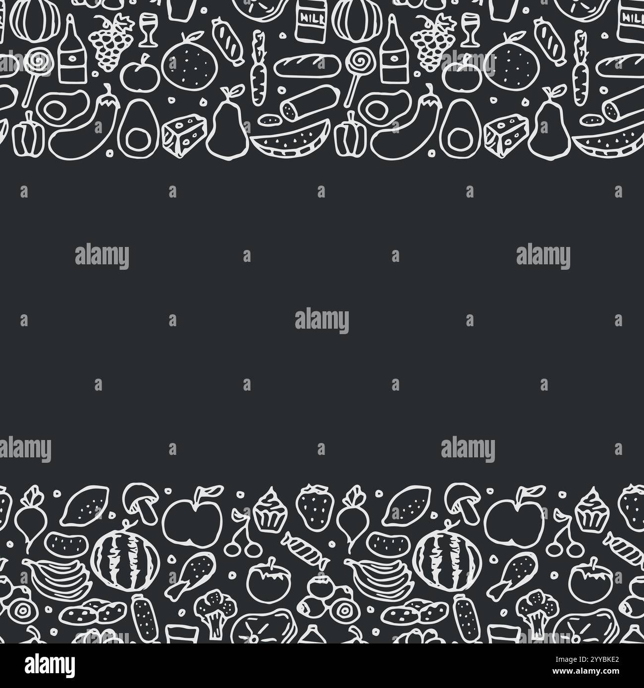 Doodle food background. Food frame illustration Stock Vector Image ...