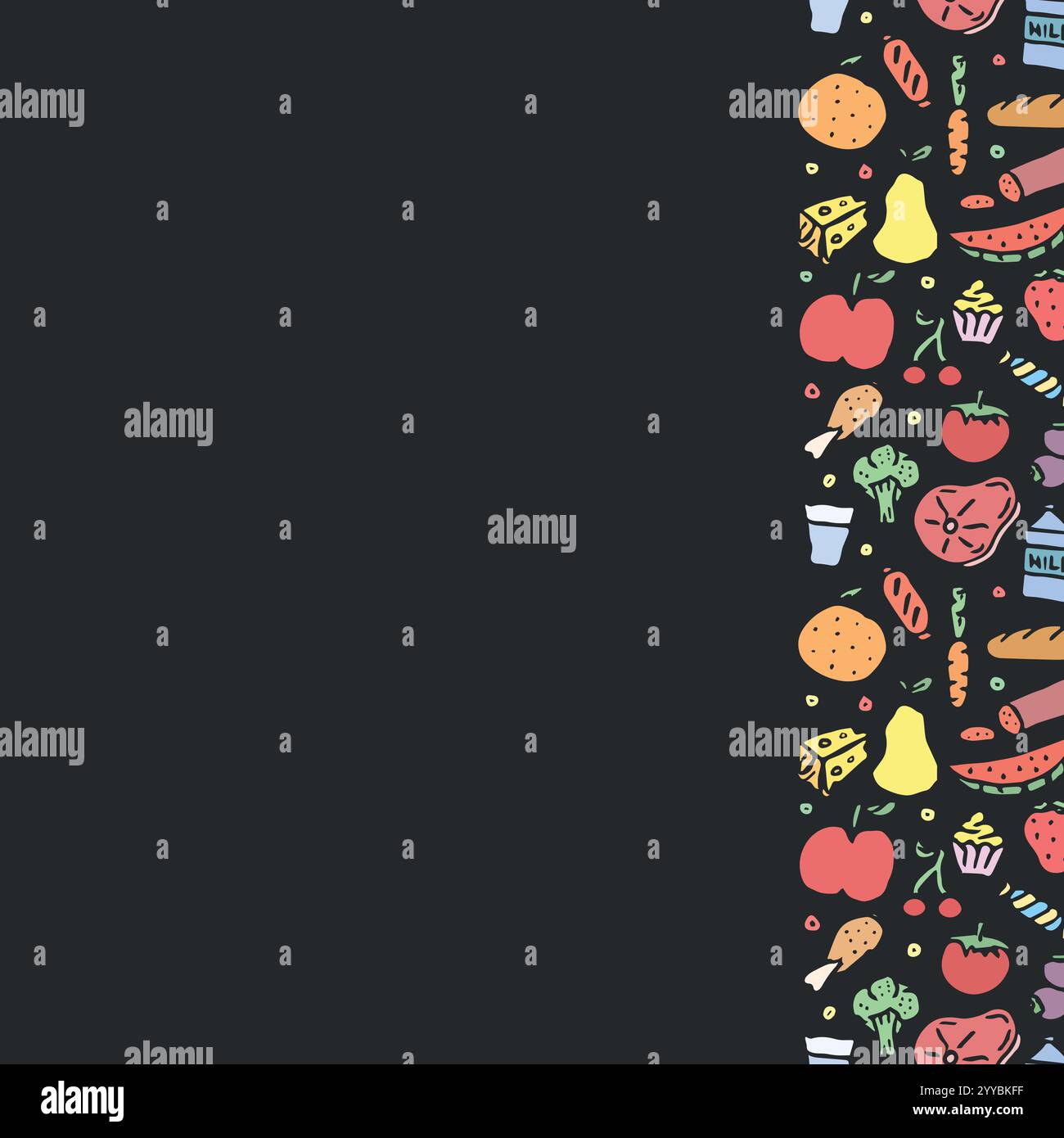 Doodle food background. Food frame illustration Stock Vector Image ...