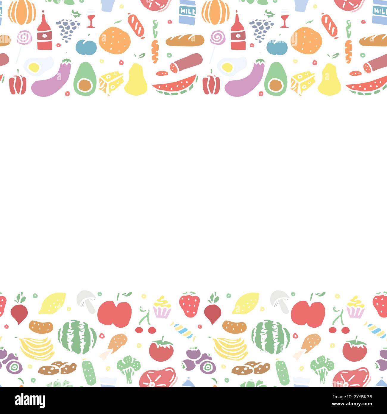 Doodle food background. Food frame illustration Stock Vector Image ...