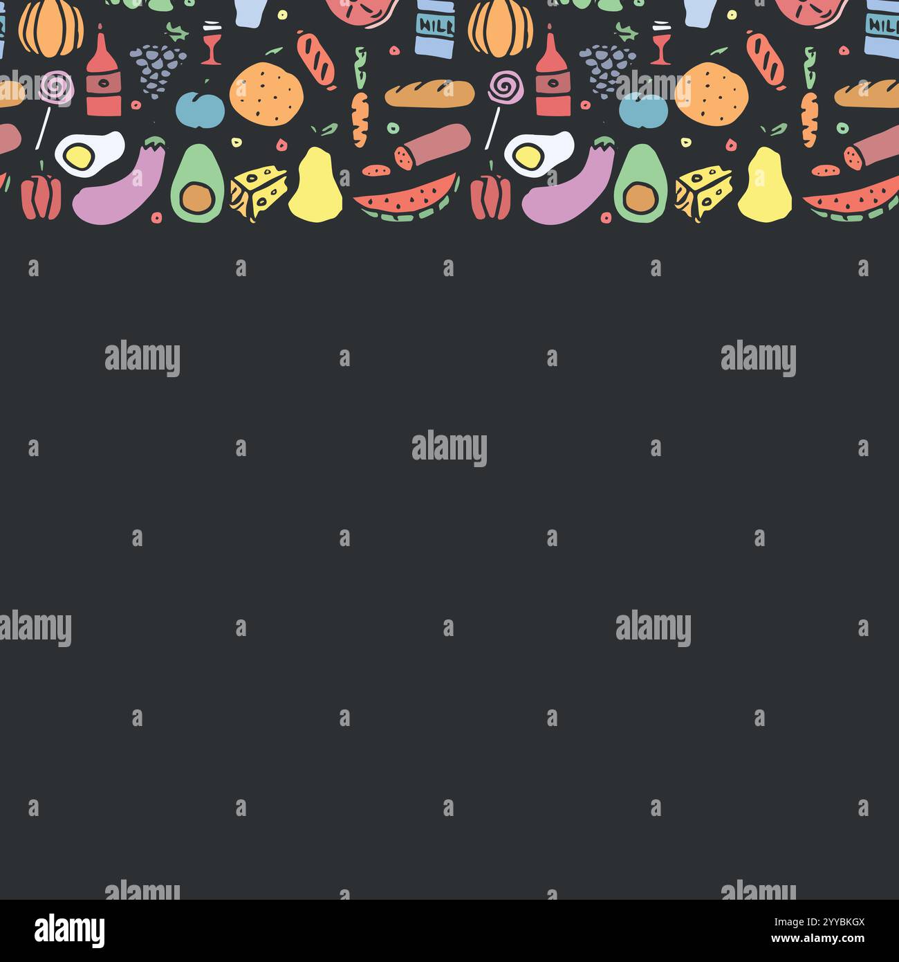 Doodle food background. Food frame illustration Stock Vector Image ...