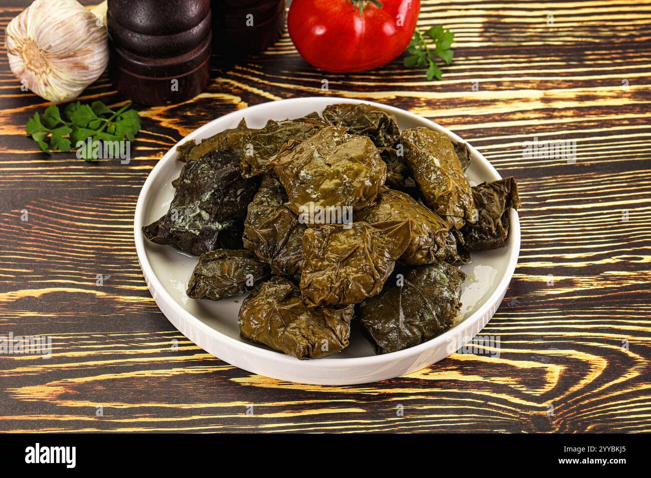 Stuffed dolma - various meat in grape leaves Stock Photo - Alamy
