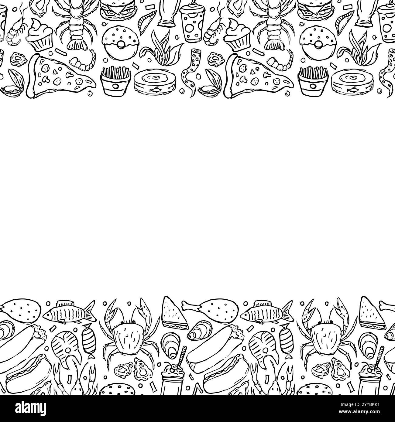 Doodle food background. Food frame illustration Stock Vector Image ...