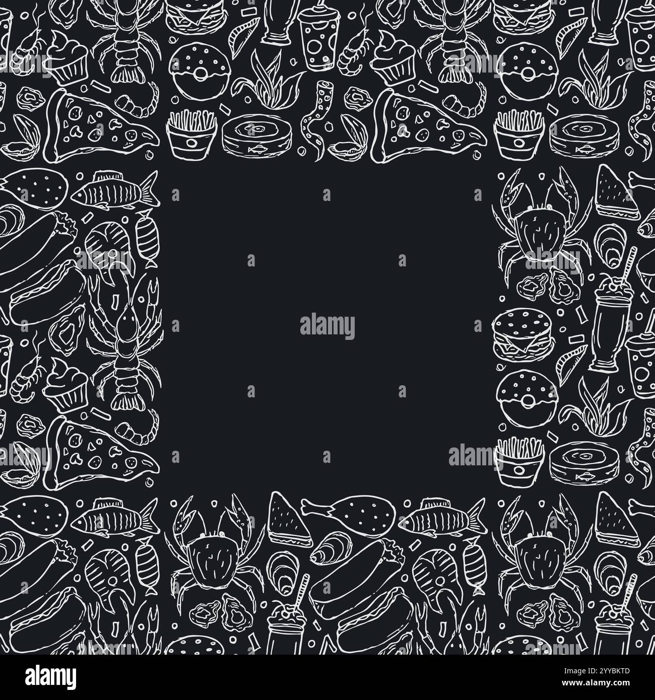 Doodle food background. Food frame illustration Stock Vector Image ...