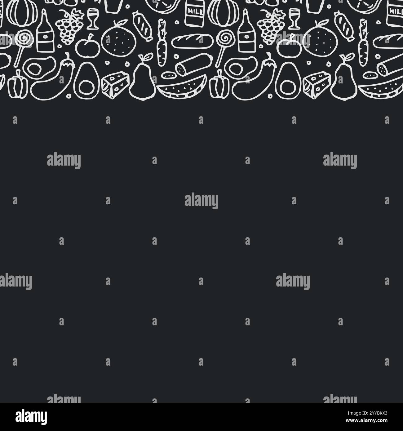 Doodle food background. Food frame illustration Stock Vector Image ...