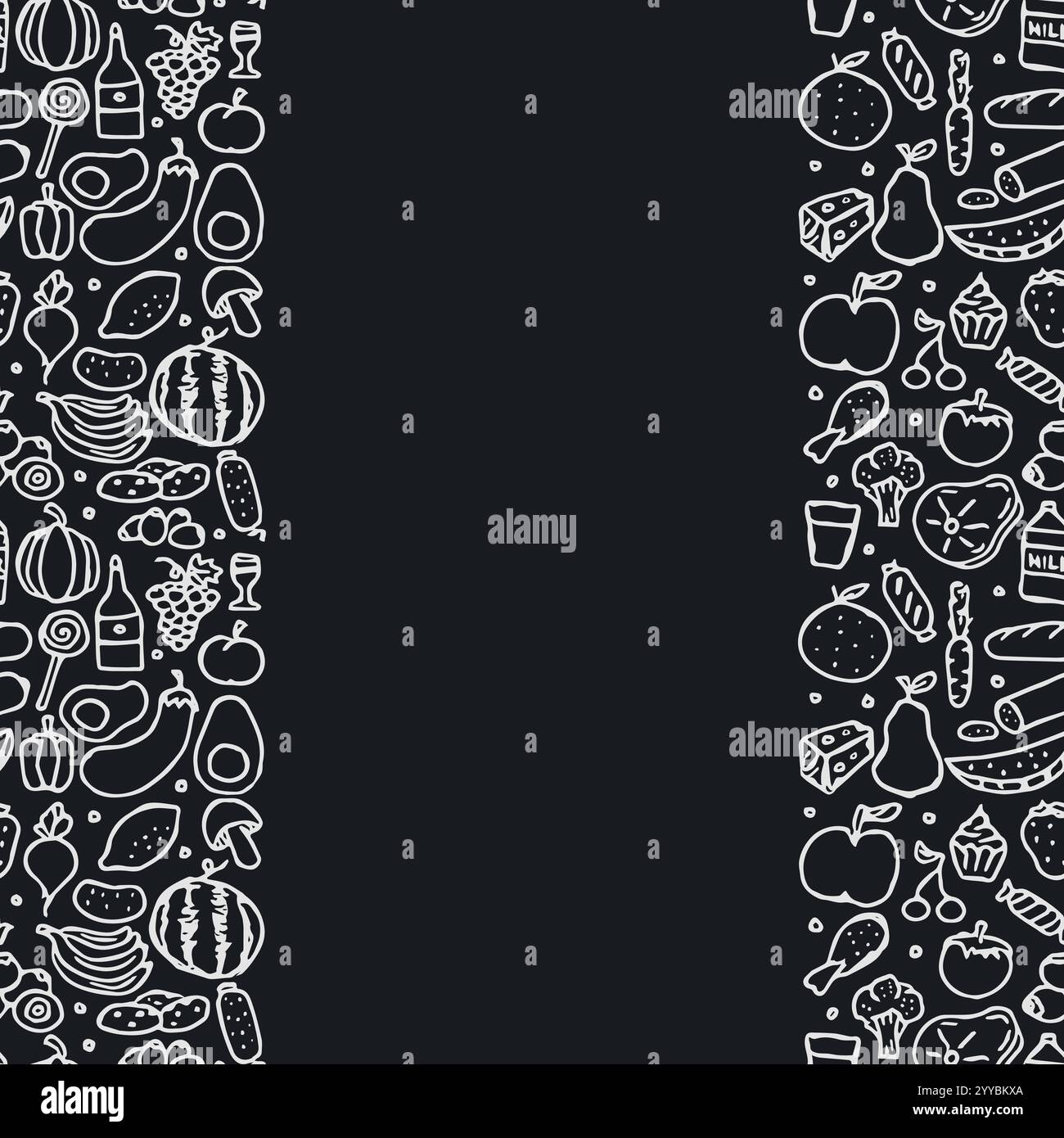 Doodle food background. Food frame illustration Stock Vector Image ...