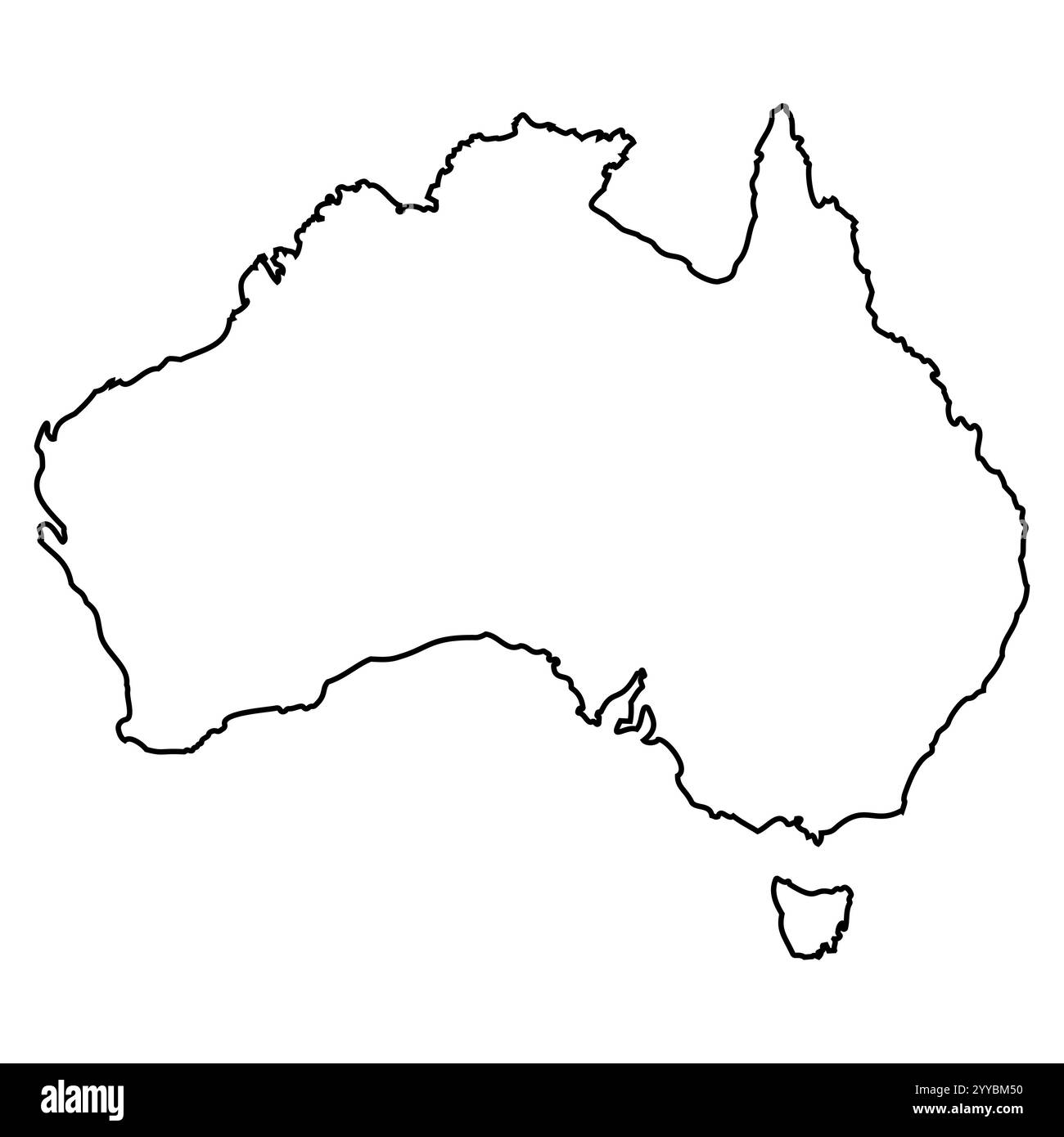 Outline map of Australia, geographical border of Australia map shape ...