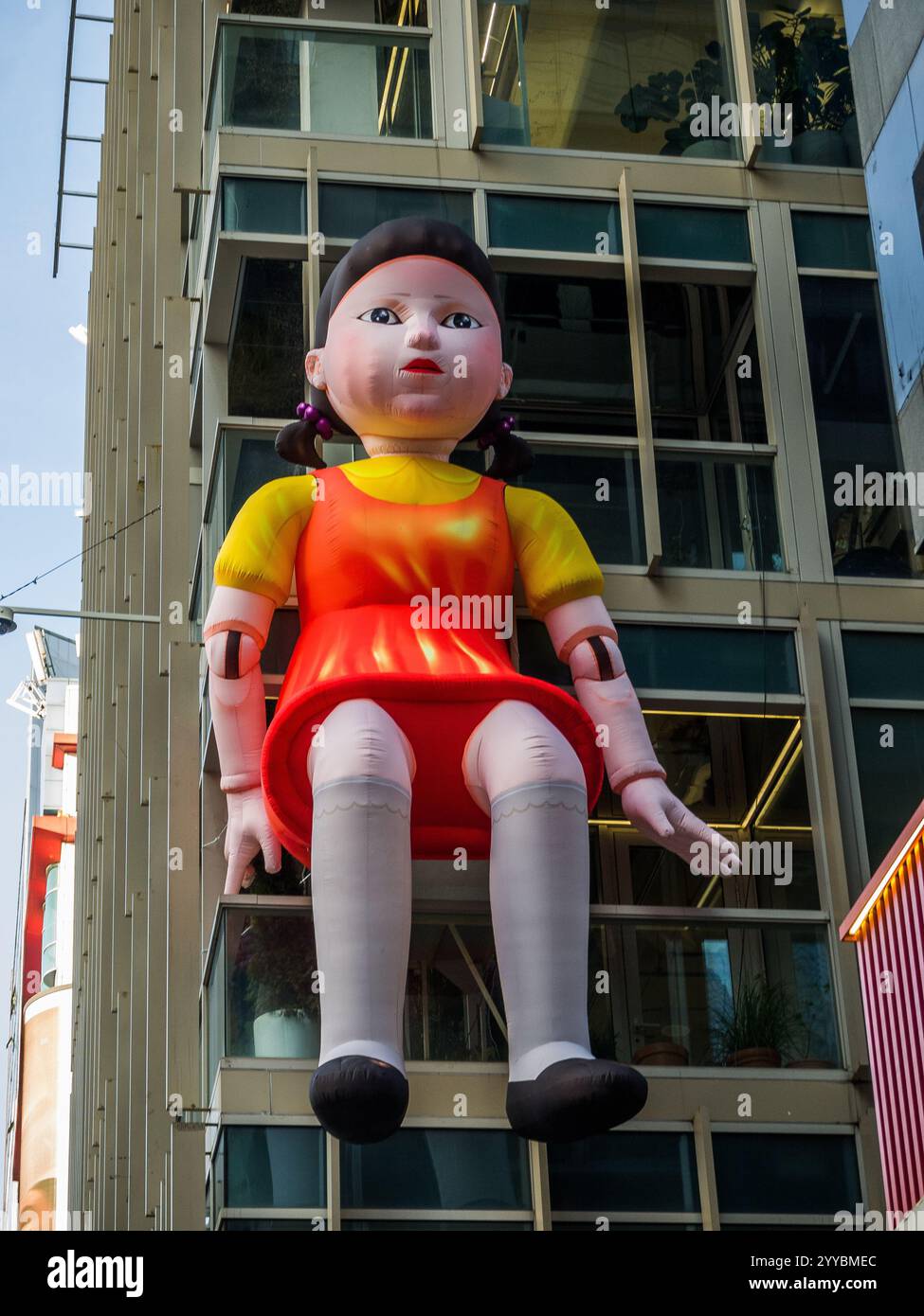 Seoul, South Korea - Dec.19.2024: inflatable doll of Young-hee in squid ...