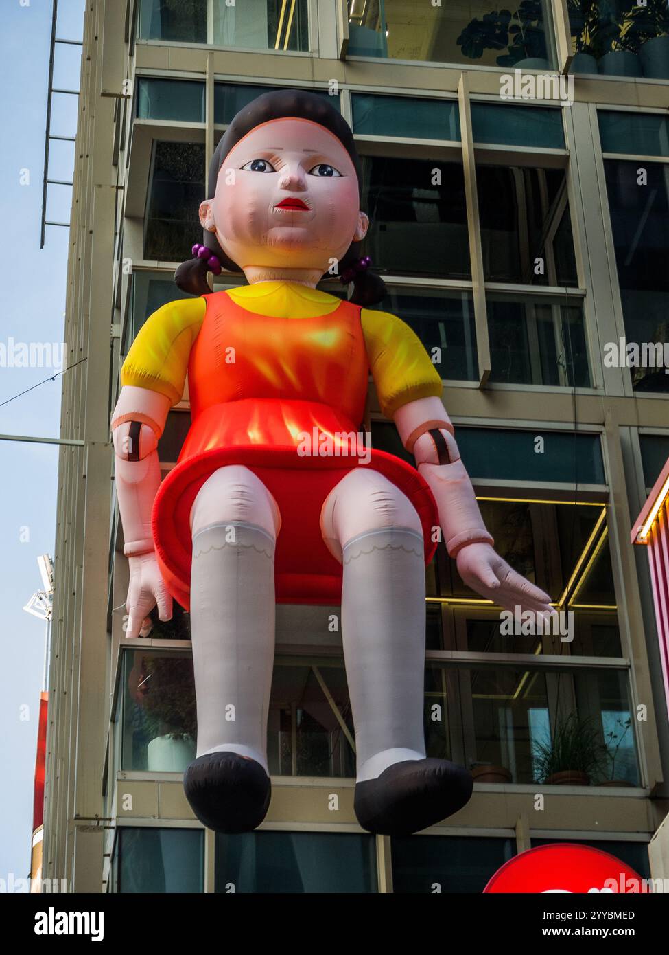 Seoul, South Korea - Dec.19.2024: inflatable doll of Young-hee in squid ...