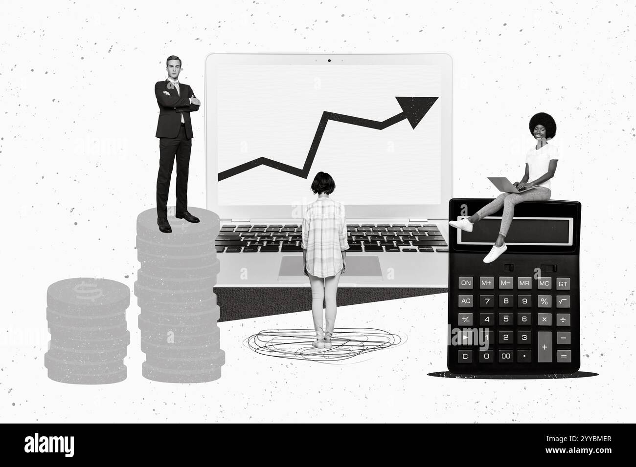 Creative photo 3d collage artwork poster postcard picture of business ...