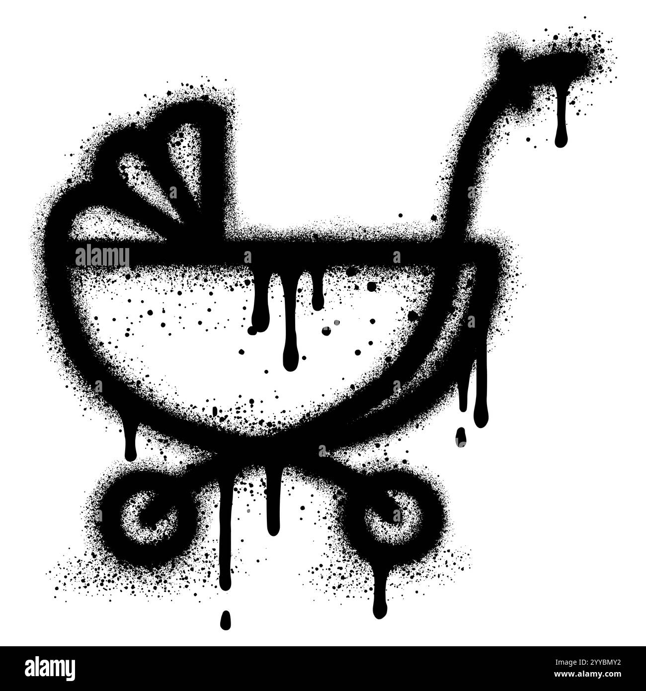 Baby stroller graffiti with black spray paint. vector illustration ...
