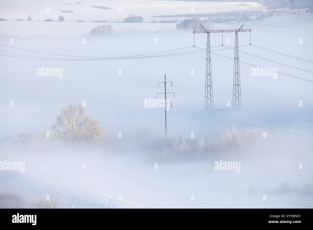 Winter electric power lines hi-res stock photography and images - Alamy