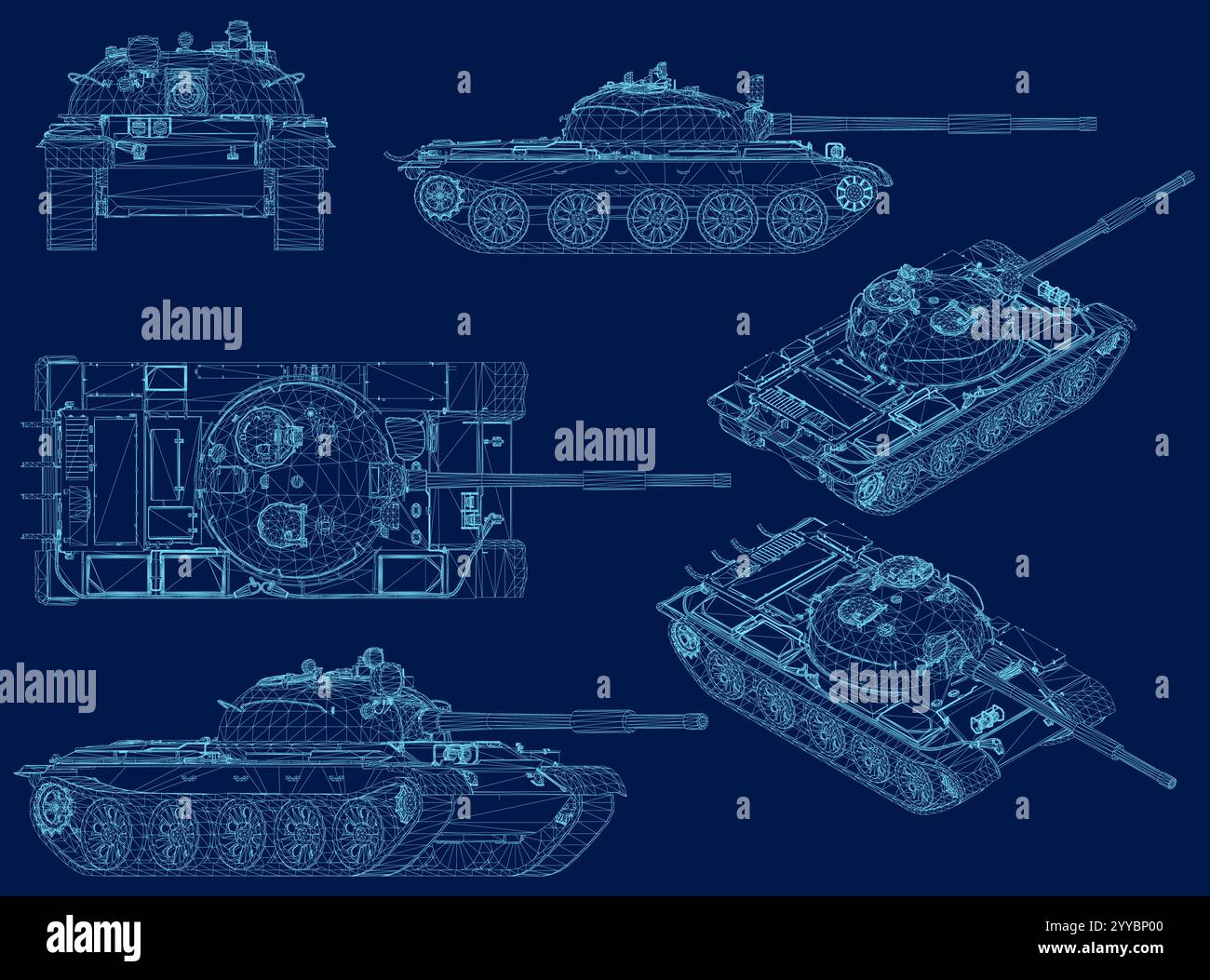 Vector illustration of a set detailed military tank, an Army Armored Personnel Carrier outline ...