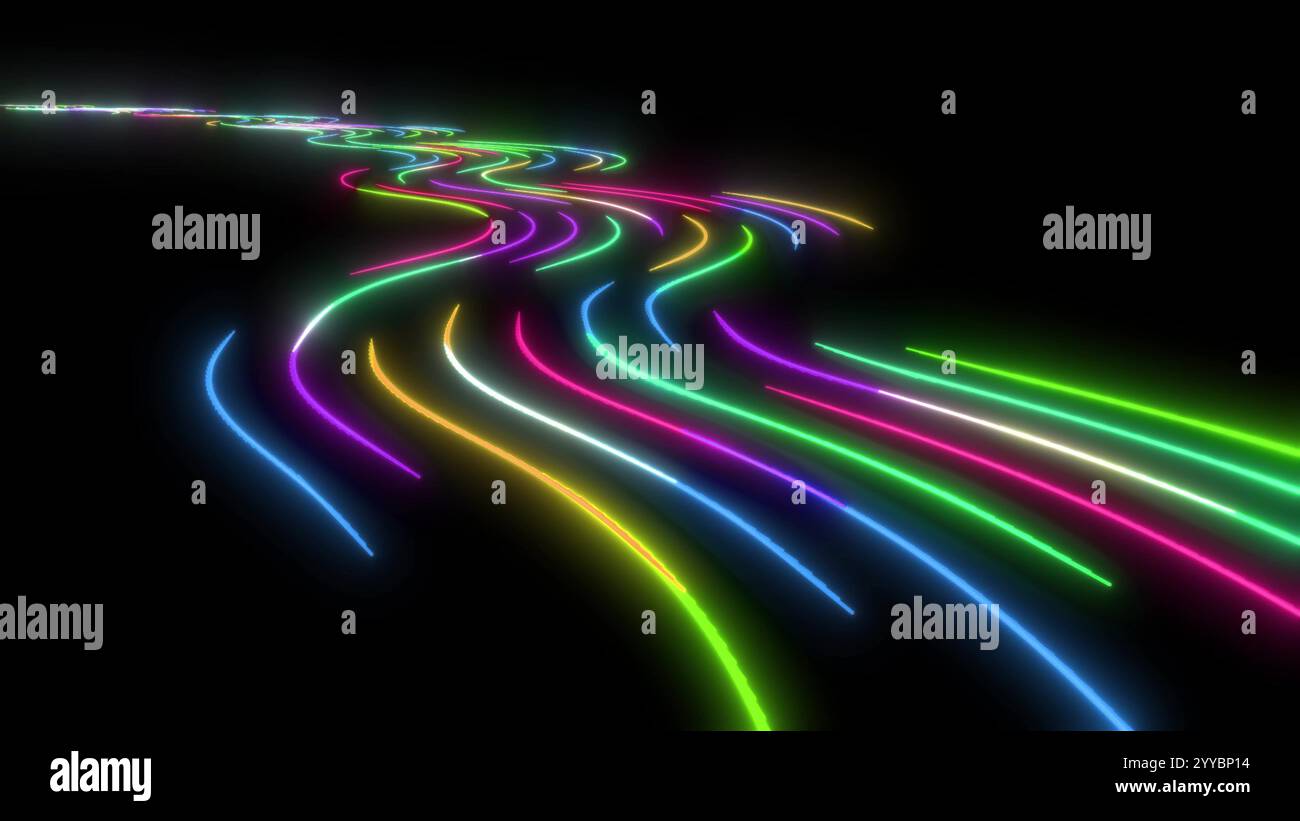 Futuristic neon curve road track 3d render Stock Photo - Alamy