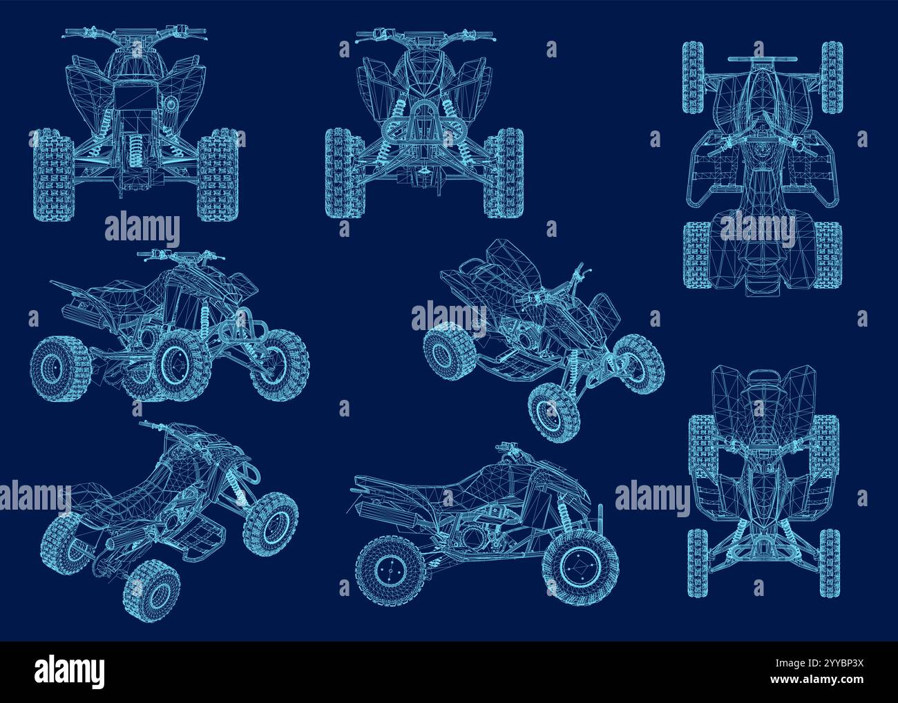 ATV Set wireframe Illustration, Mud Rider Cut File, Adventure Stencil ...