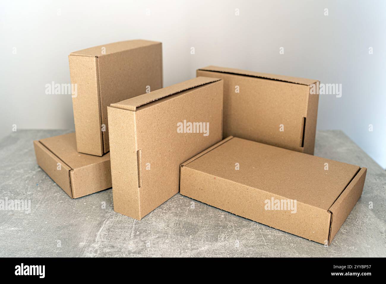 Kraft cardboard boxes arranged for Stock Photo - Alamy