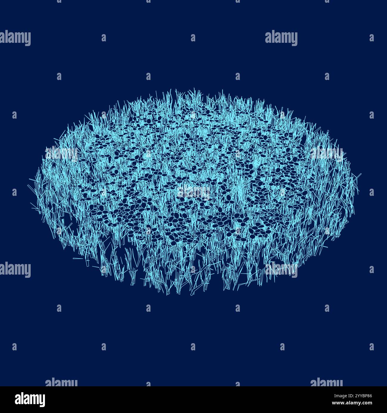 Circular Grass field prairie vector illustration, wild meadow landscape ...