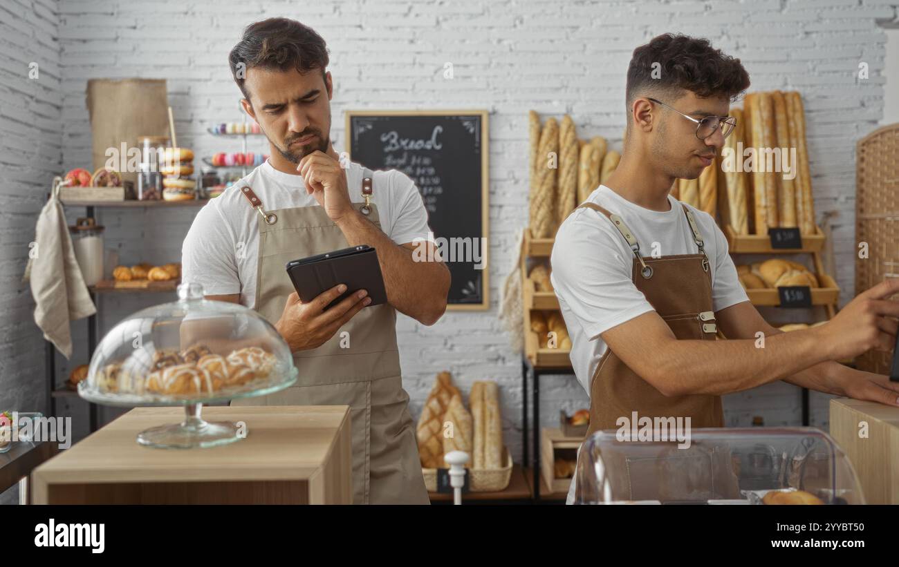 Two male employees interacting other hi-res stock photography and ...