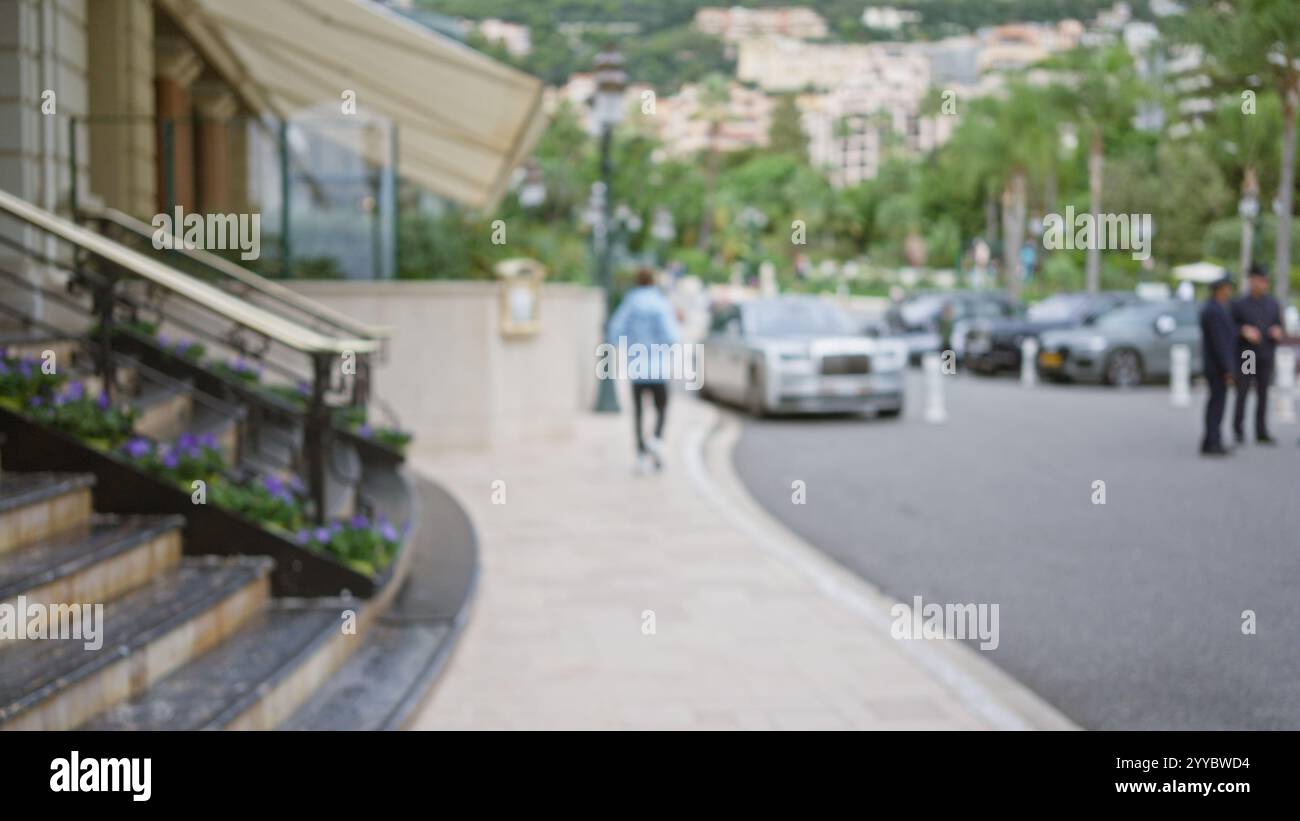 Blurred view in monaco street captures luxury, outdoors atmosphere with ...