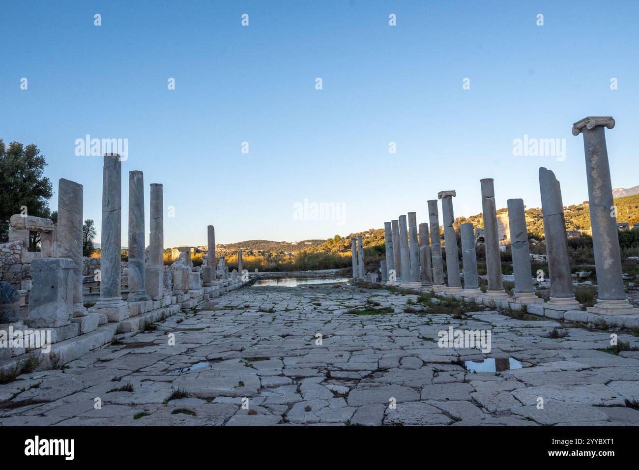 ancient towering columns at harbour street in patara turkey Stock Photo ...