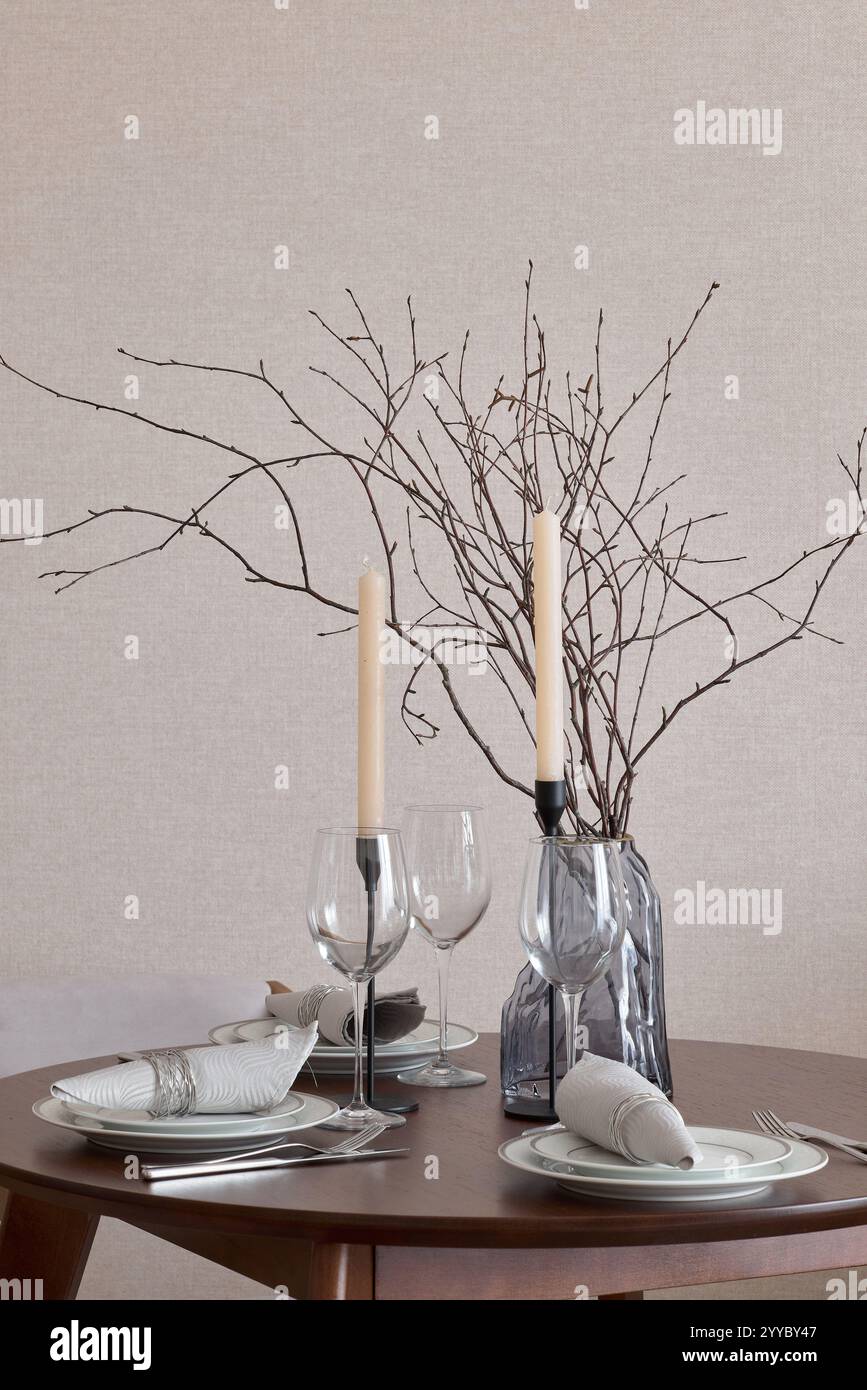 Create a minimalist table setting with natural elements for a lovely ...