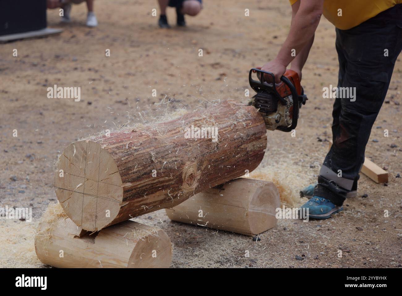 Chainsaw Competition Cutting Logs to Showcase Skills and Craftsmanship ...