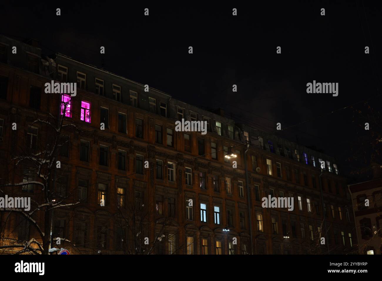 A truly captivating night scene that showcases a historic building ...