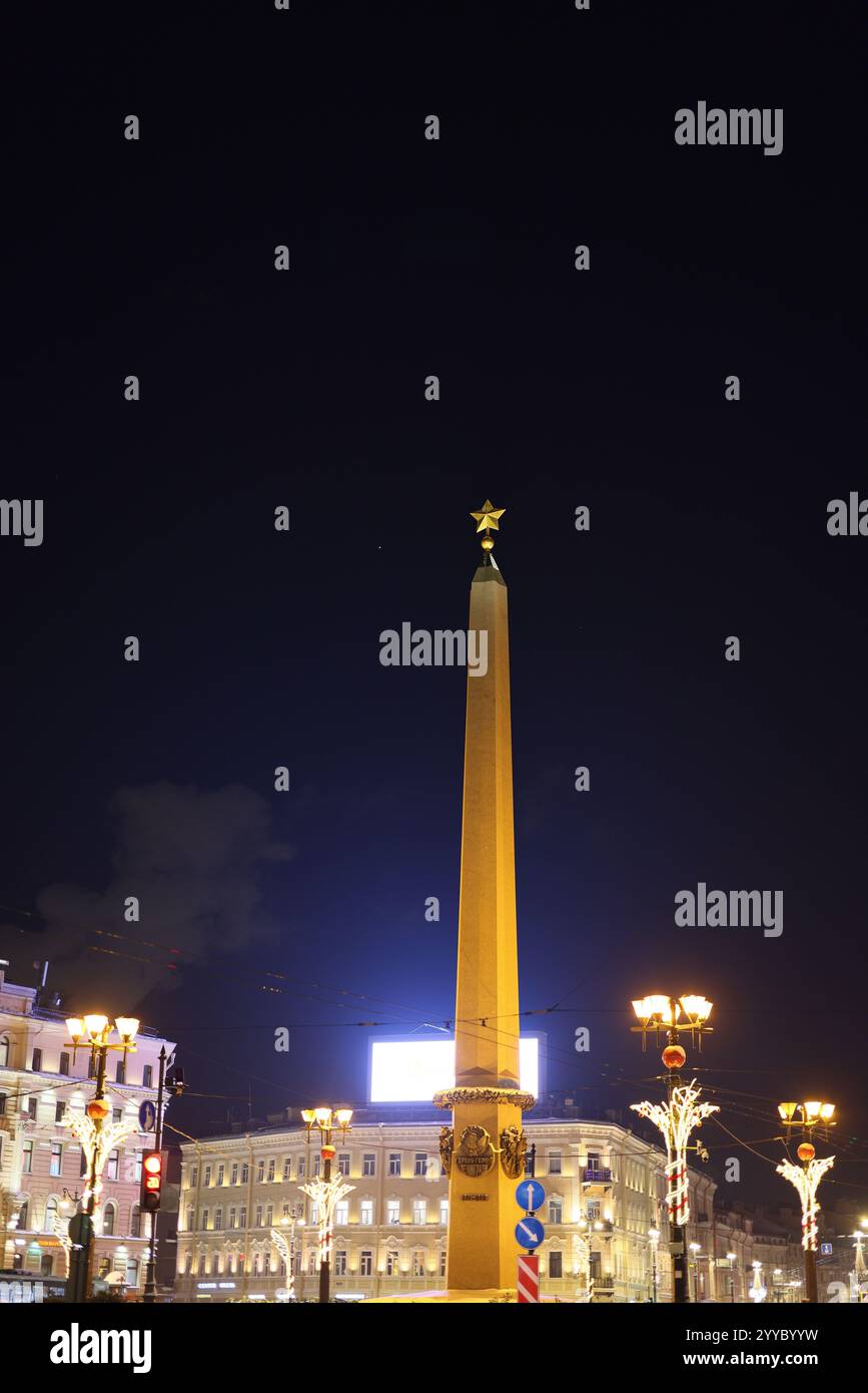 A Stunning Night View of a Monument with Beautifully Illuminated ...