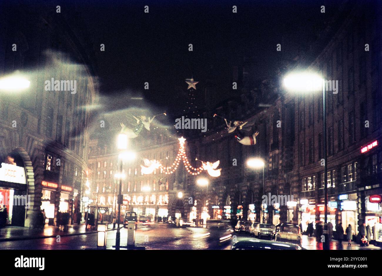 Christmas lights illuminations at night in Regents Street, central ...