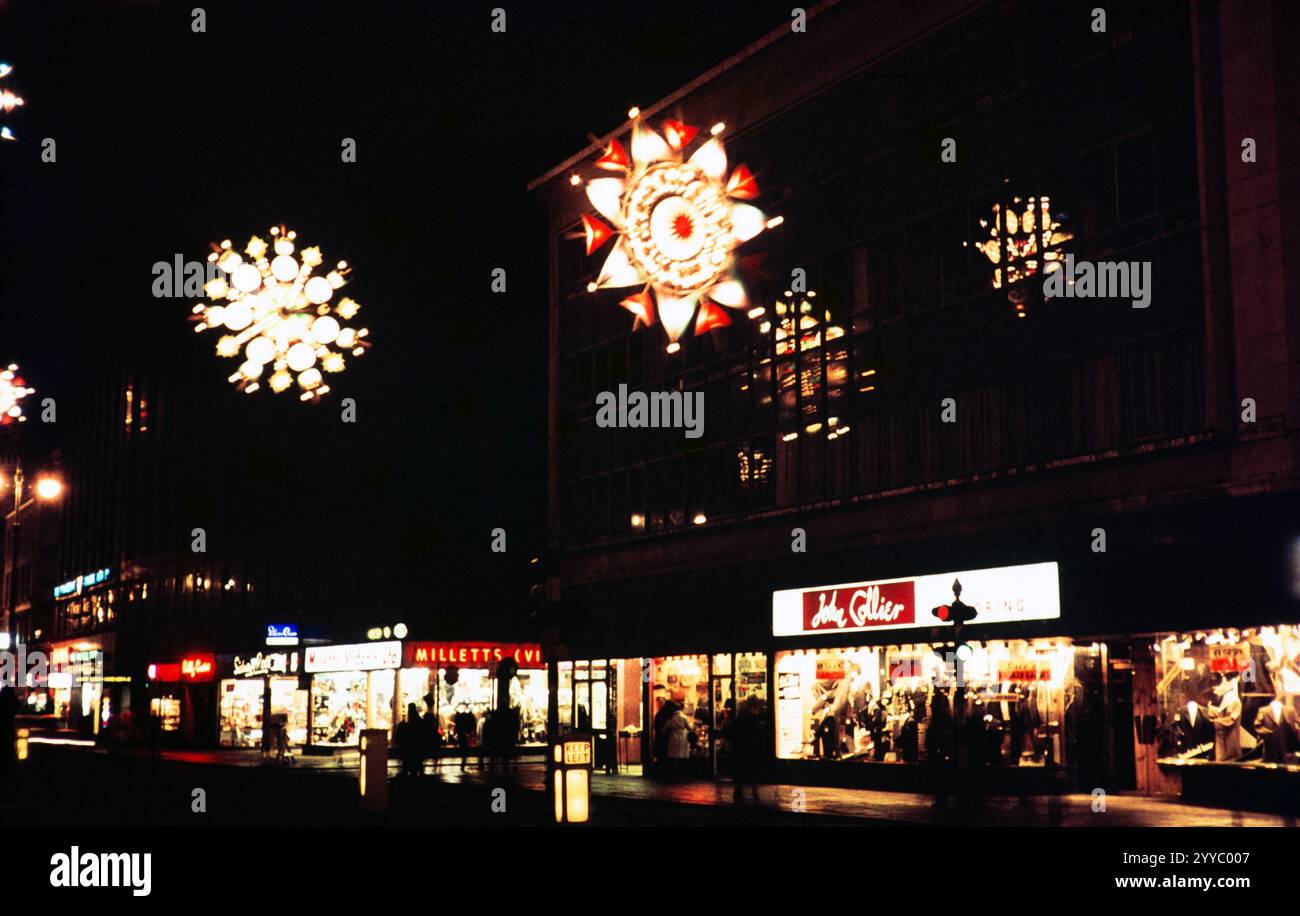 Christmas lights illuminations at night in Oxford Street, central ...