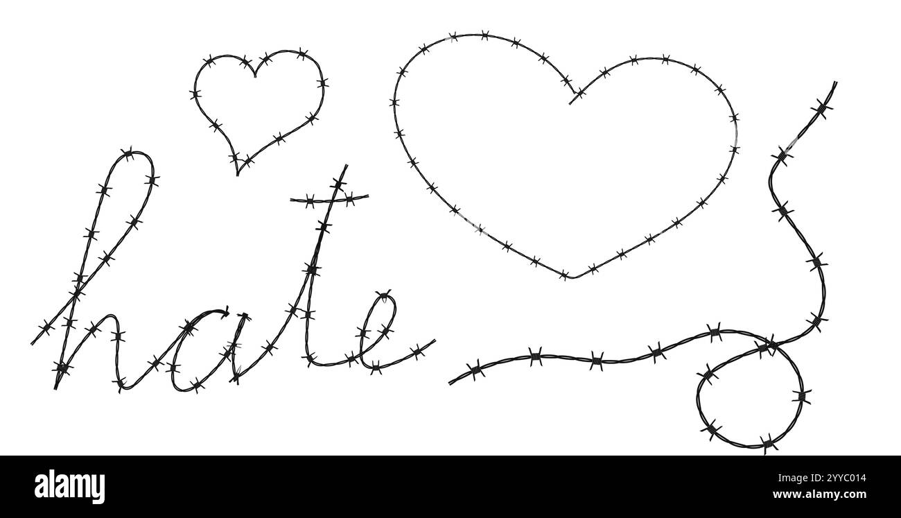 Twisted barbed wire silhouettes set in rounded and square shapes ...