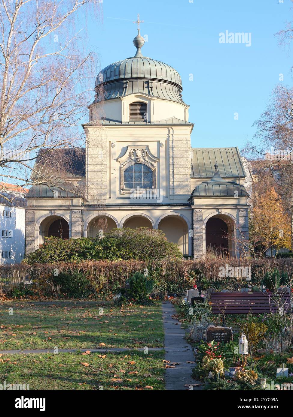 Berlin, Germany, December 1, 2024, Cemetery chapel at the old St ...