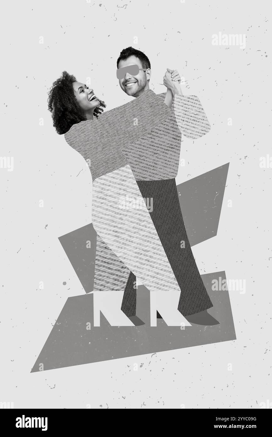 Vertical collage image of two excited positive people drawing clothes ...