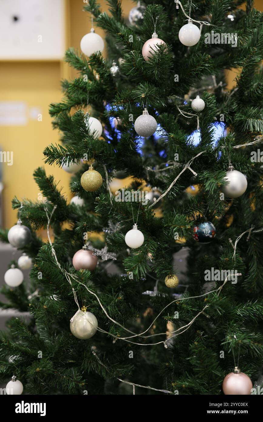 Beautiful and Elegant Christmas Tree Decor Featuring Ornaments, Tinsel ...