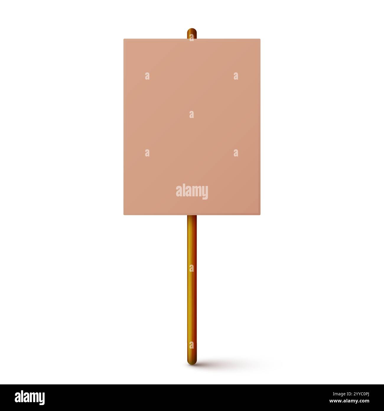 Blank colorful protest sign with wooden holder. Demonstration banner ...