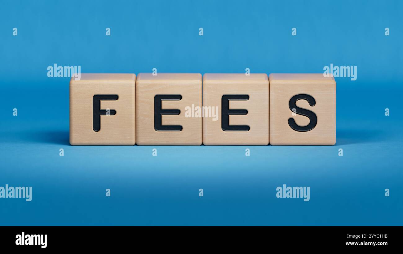 wooden cube block with FEES business word. Mission, Vision and core ...