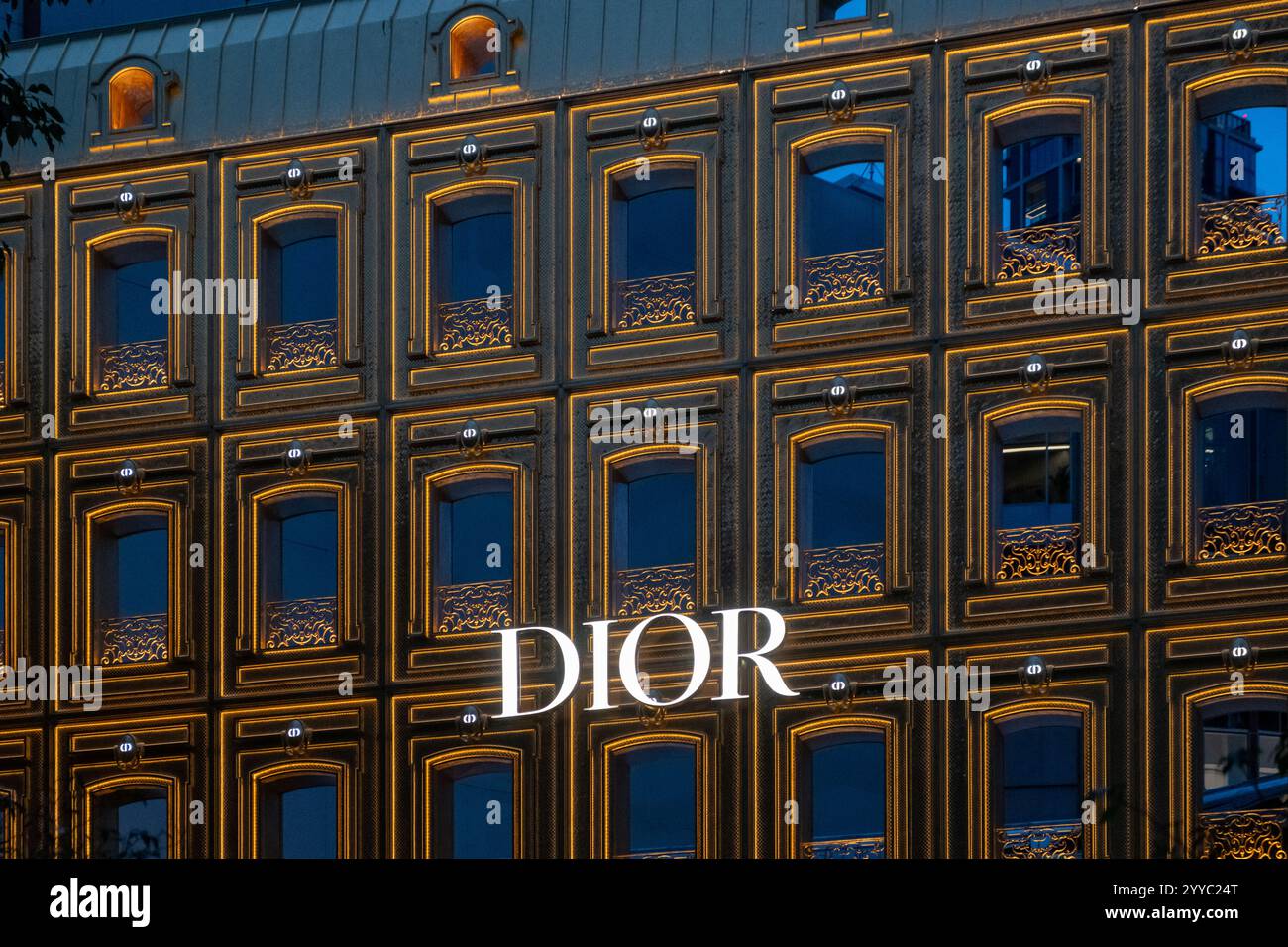 Bangkok, Thailand - 14 December 2024: Dior Gold House at night with the lighting. It is the new ...