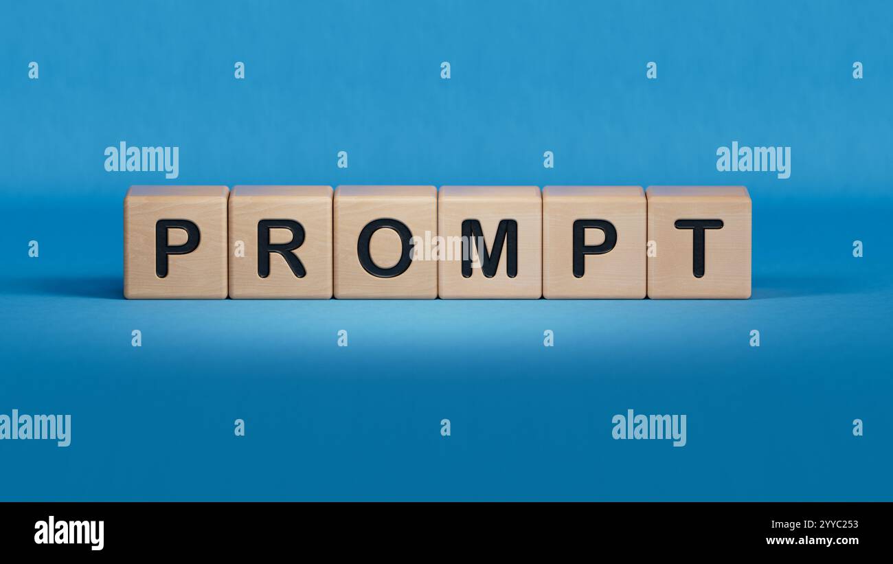 wooden cube block with PROMPT business word.close up of wooden elements ...