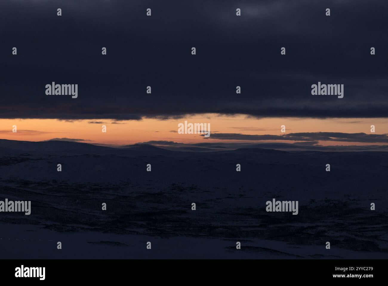 View to town of Kilpisjärvi from Saana fell in Finland's Northern ...