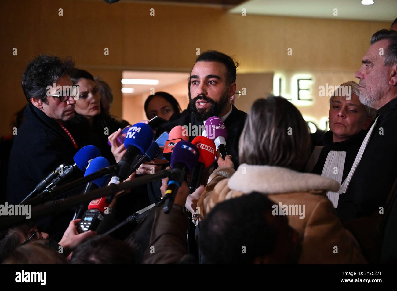 Nabil El Ouchikli after the verdict in the Samuel Paty murder trial, at the Paris courthouse, in ...
